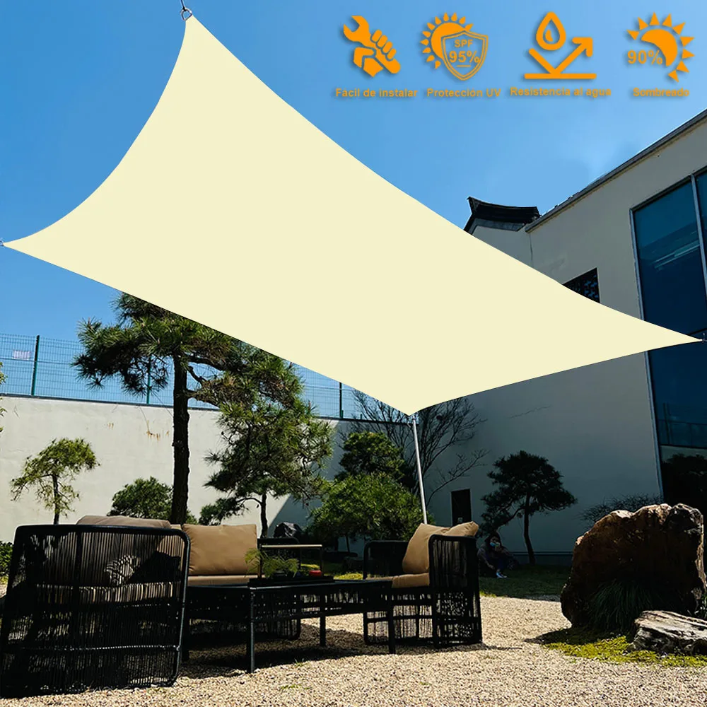 300D-Waterproof-Polyester-Square-Rectangle-Shade-Sail-garden-terrace ...
