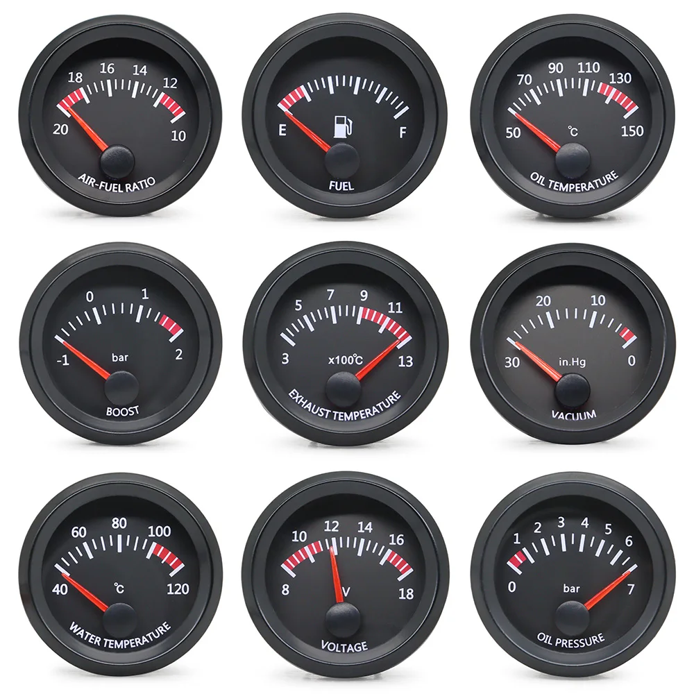 52MM Gauge 12V Water Temp Oil Temp Gauge Oil Press Fuel Volts Gauge Air ...