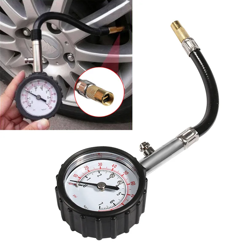 Tire Pressure 0-100PSI Long Tube Gauge Meter High-Precision Tyre Air ...