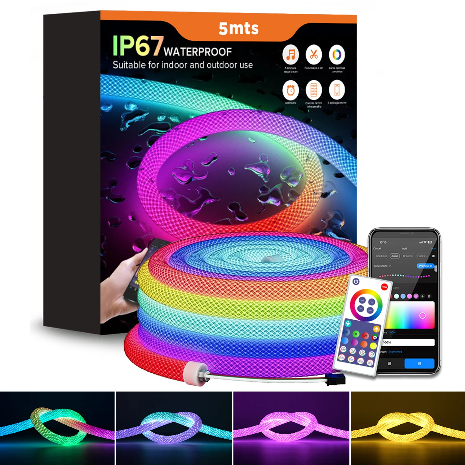 Bluetooth-WIFI-Control-Round-Reticulate-Neon-LED-Strip-360-Degree-Smart ...