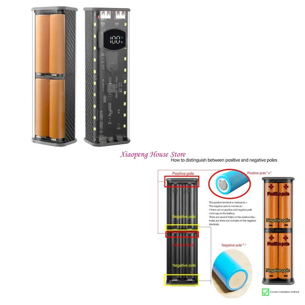 Easy Installation 21700 Battery Case USB C Port Integrated Circuits ...