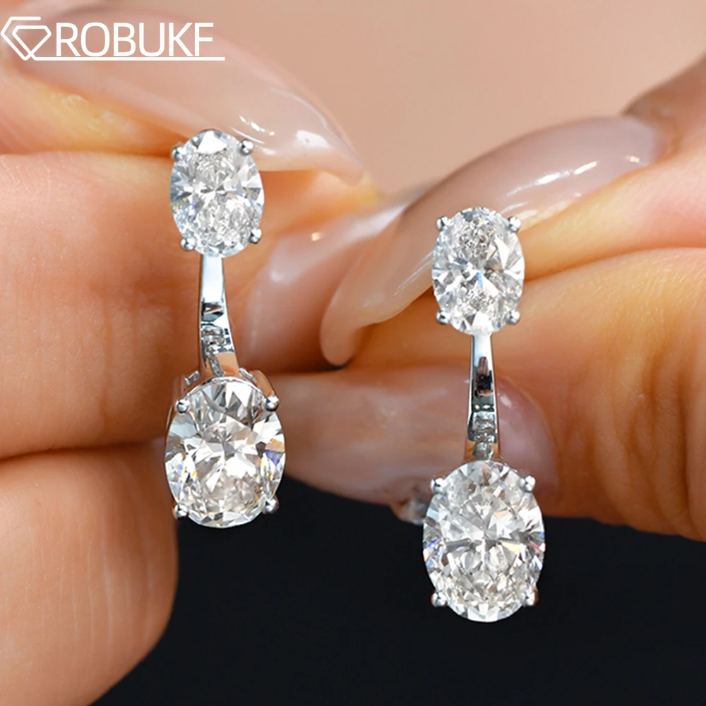 6cttw Oval Cut Moissanite Ear Jacket Earring for Women 2 Stone ...