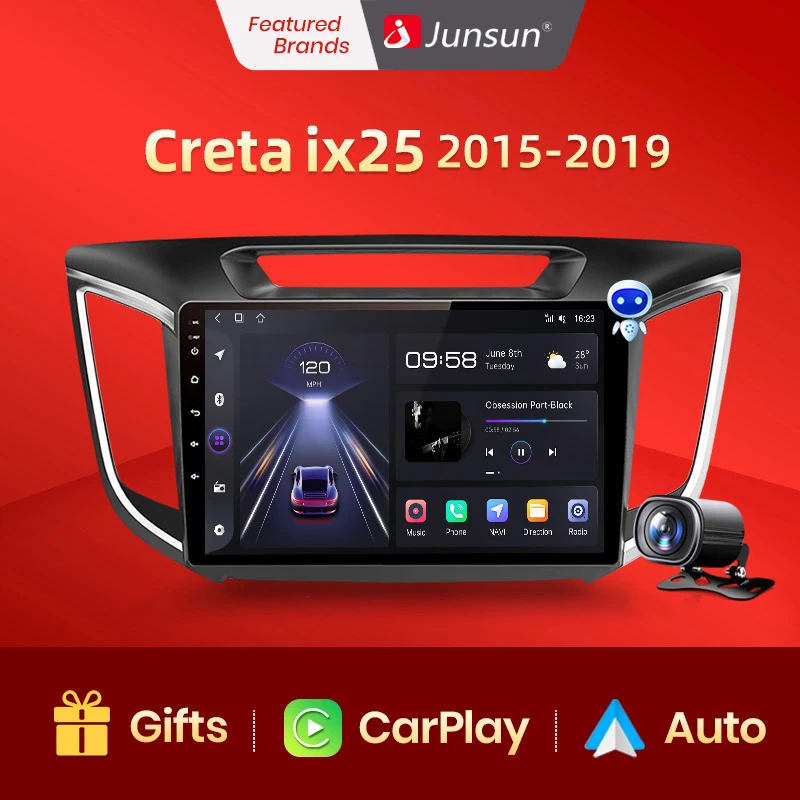 Junsun V1 Android 10 2GB + 32GB DSP Radio de coche de navegación multimedia para hyundai Creta ...