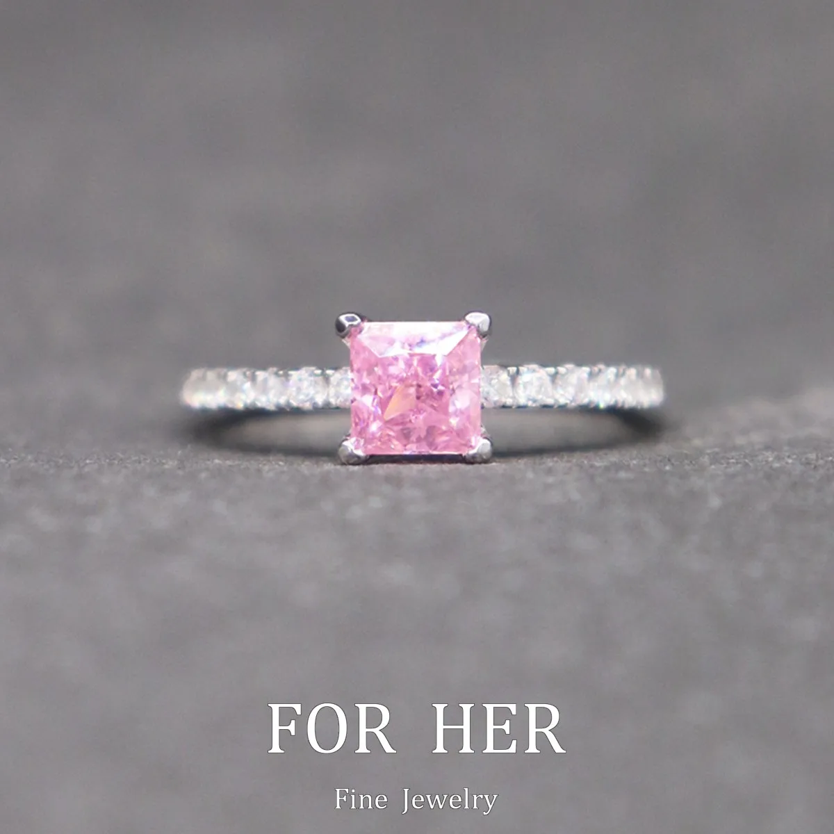 ForHer-Jewelry-Square-Pink-Series-Stone-Women-Rings-Simple-Minimalist ...