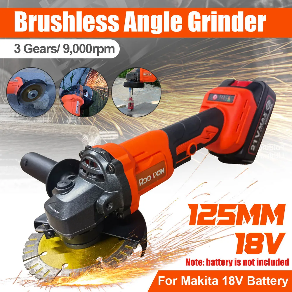 Cordless Angle Grinder Battery Powered Rechargeable Electric 3 Speed ...