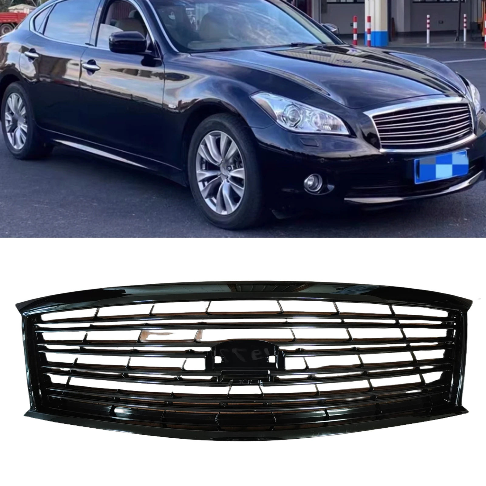 Car-Front-Grille-Racing-Grill-Upper-Bumper-Hood-For-Infiniti-Q70-M37 ...
