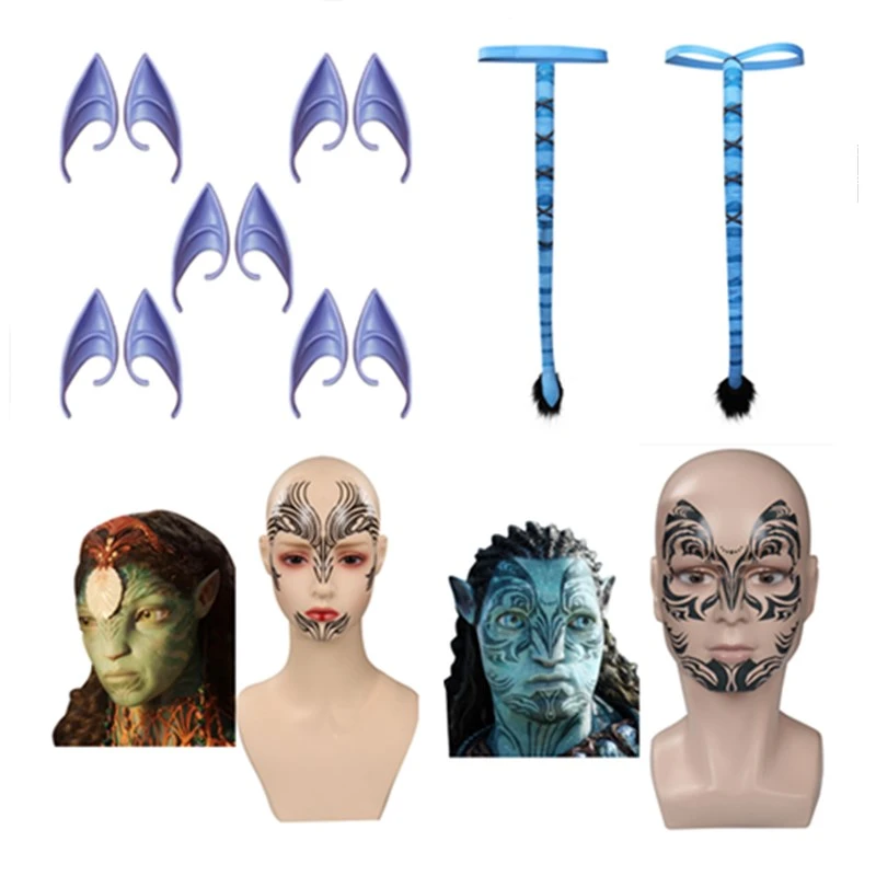 Avatar Mask Neytiri Jake Sully Cosplay Tail Tattoo Sticker Women Men ...