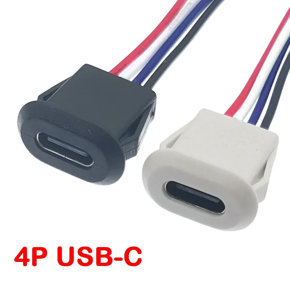 2Pin 4Pin USB Type C Connector Jack Female With card buckle 3A High ...