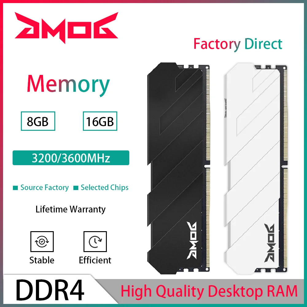 GMOG-RAM-Memory-DDR4-8GBx2-16GBx2-3200MHz-3600MHz-Desktop-Black-White ...