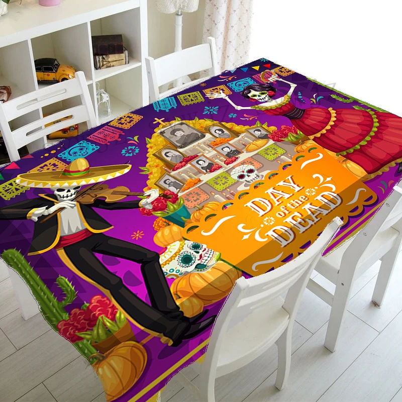Mexican Day of The Dead Skull Pattern Tablecloth Party Decor Tablecloth ...