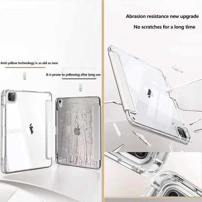Y Folding Deformation Tablet Case with Pen Slot and Acrylic Hard Cover ...