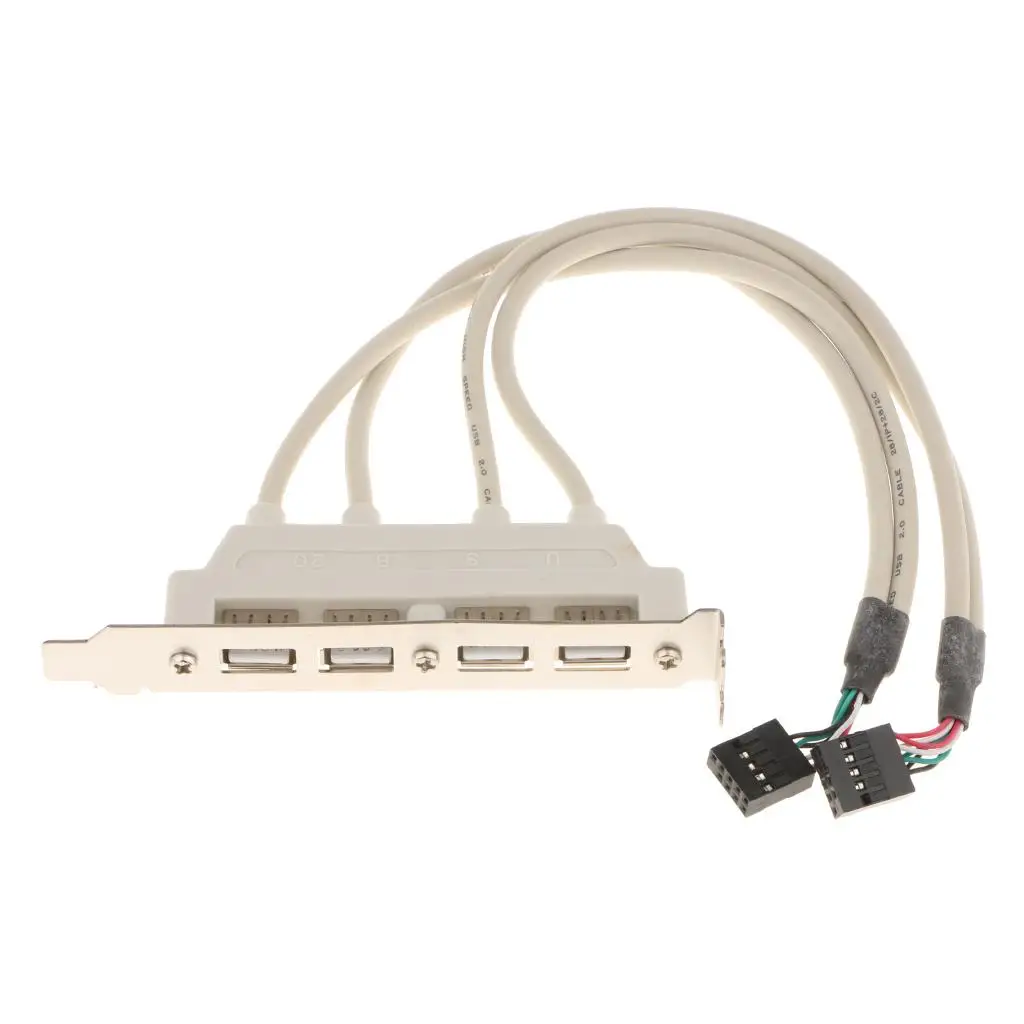 Pin Motherboard Header to 4 Port USB2.0 Back Panel Slot Bracket Cable ...