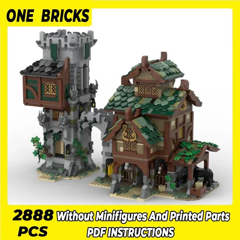 Moc-Building-Blocks-Medieval-Guard-Tower-And-Stables-Technical-Bricks-DIY-Assembly-Construction ...