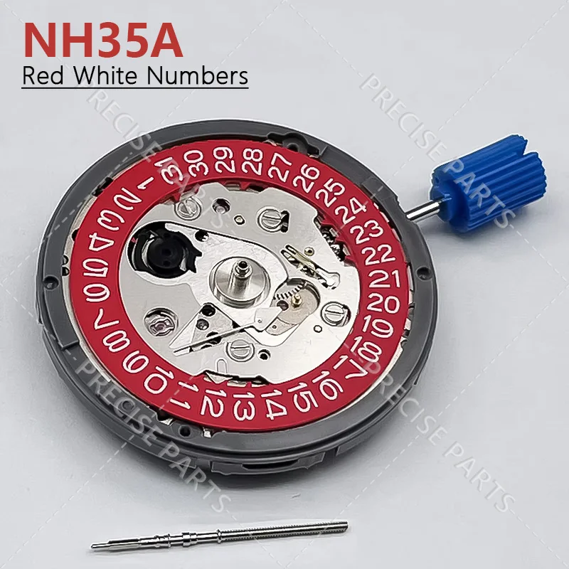 Genuine NH35 Mechanical Movement Modified Red 3.0 Crown Japan Mod NH35A ...
