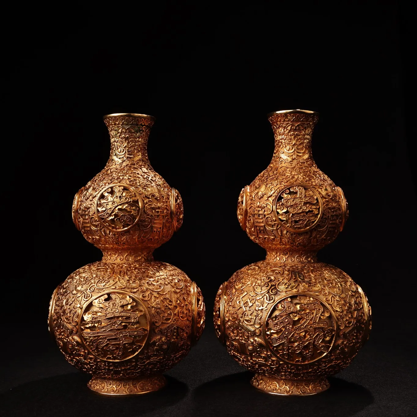 10-tibetische-Tempel-Sammlung-Bronze-vergoldet-echtes-Gold-fu-lu-shou ...