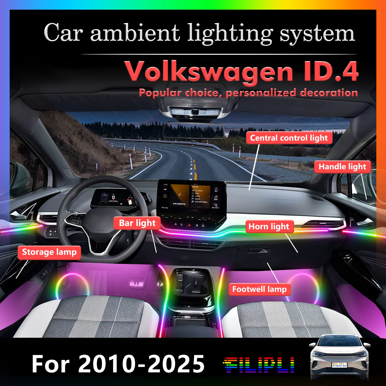 For Volkswagen ID4 Top-tier Stealth Design Acrylic Strip Car Interior ...