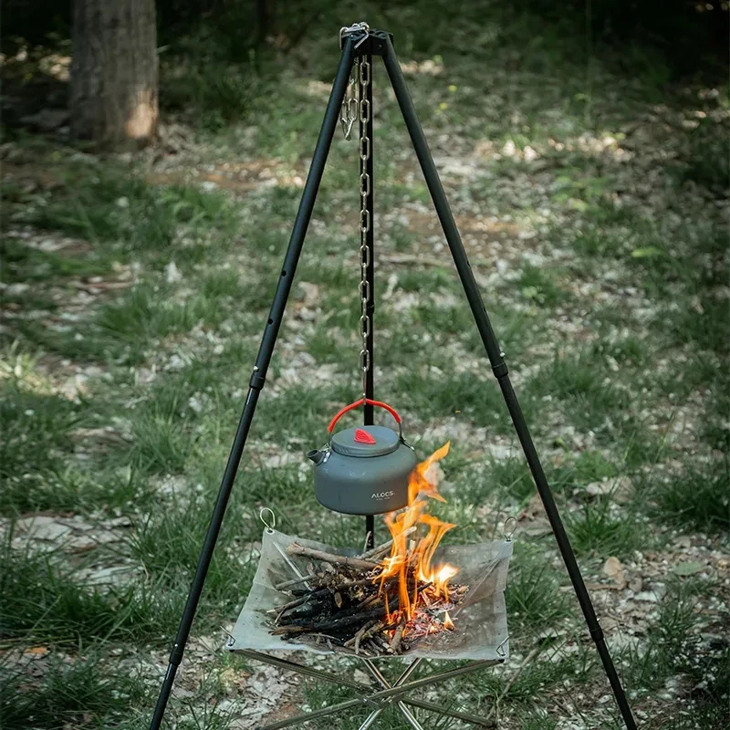 Outdoor-Triangle-Hanging-Pot-Support-Portable-Folding-Burning-Platform ...