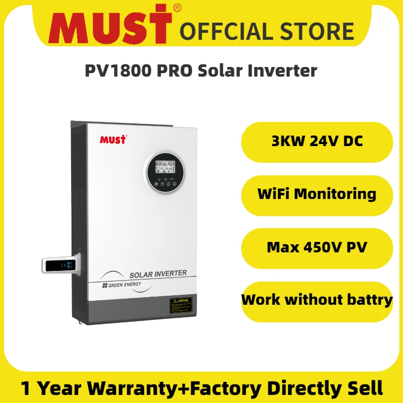 3kw High Pv 450v Must Pv1800 Pro 24v Off Gird Hybrid Solar Inverter ...