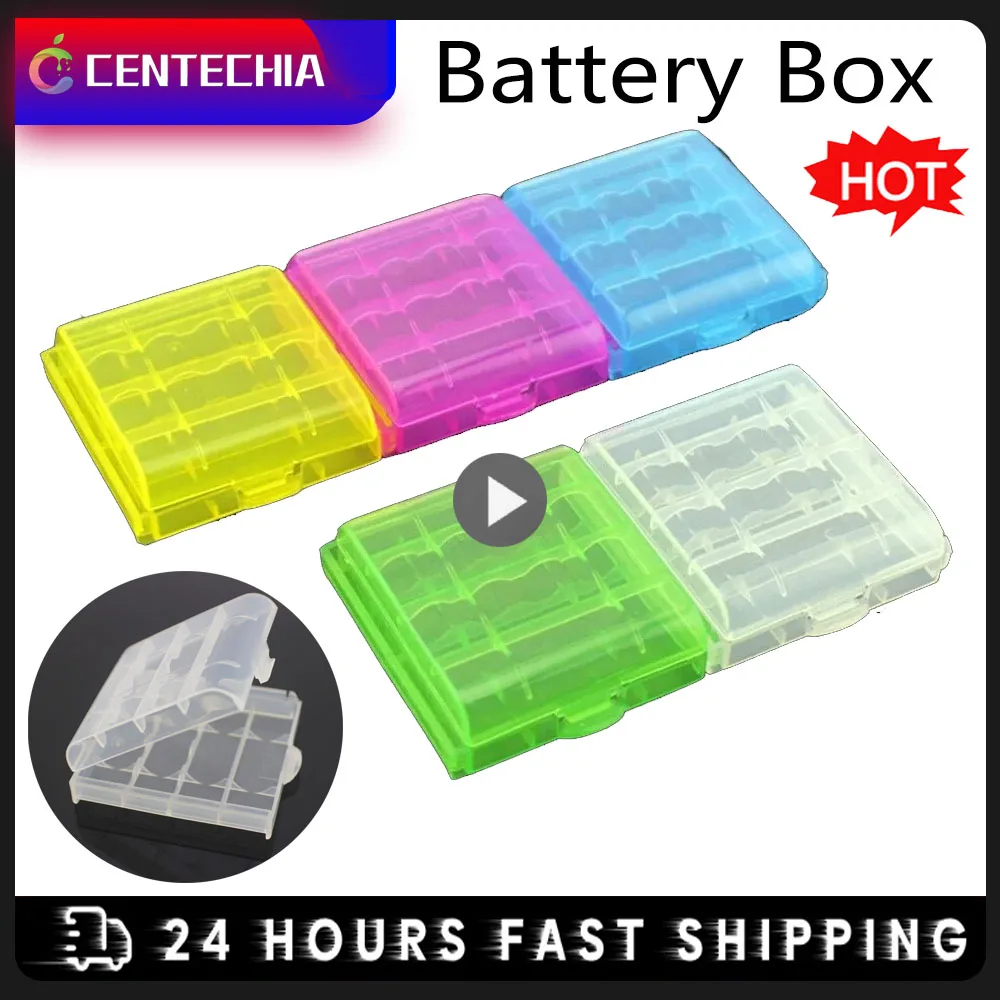 Colorful-Plastic-Battery-Holder-Case-4-AA-AAA-Plastic-Storage-Box-Cover ...
