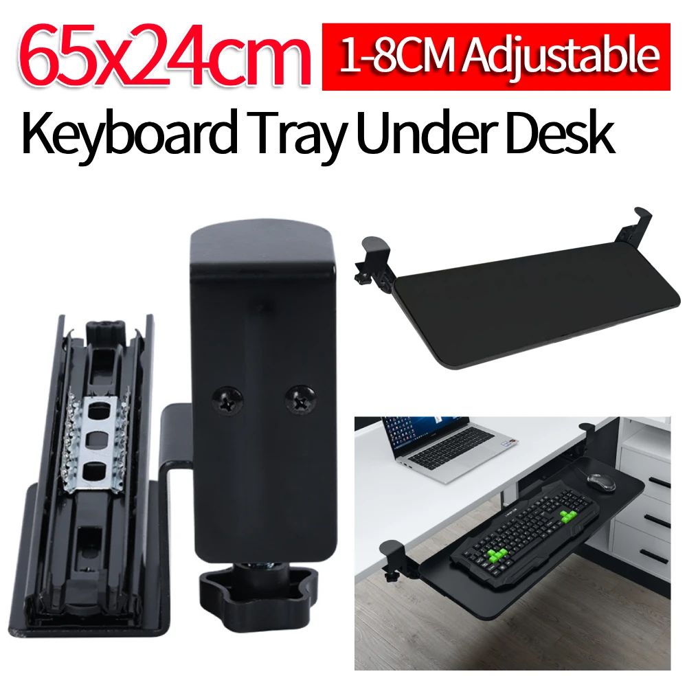 Clamp-On Keyboard Tray Height Adjustable Under Desk Keyboard Drawer ...