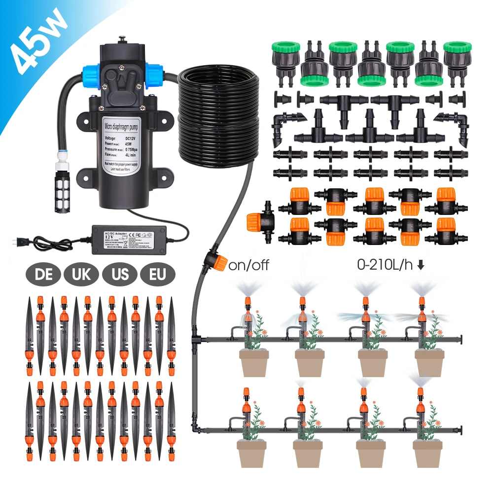 45w Garden Spray Misting Drip Irrigation Pump System Water Pressure ...