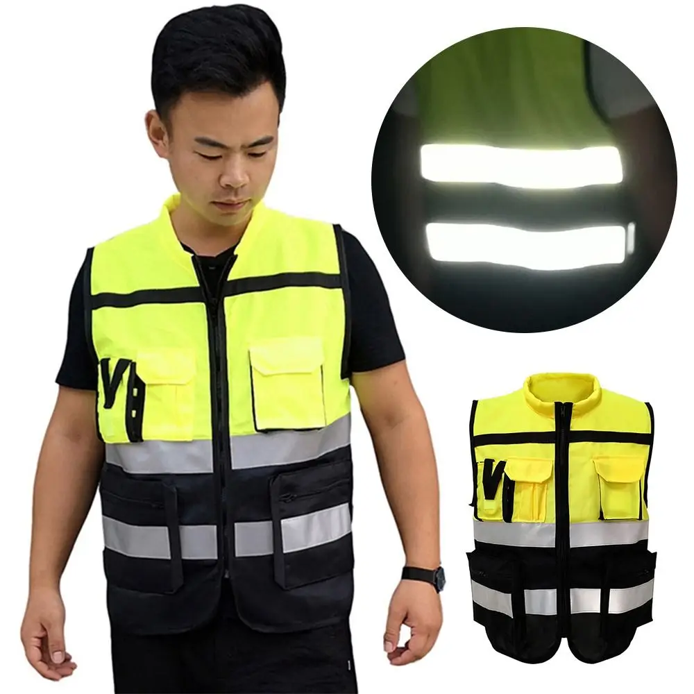 Chaleco-reflectante-negro-y-amarillo-L-XXXXL-de-alta-visibilidad-ropa ...