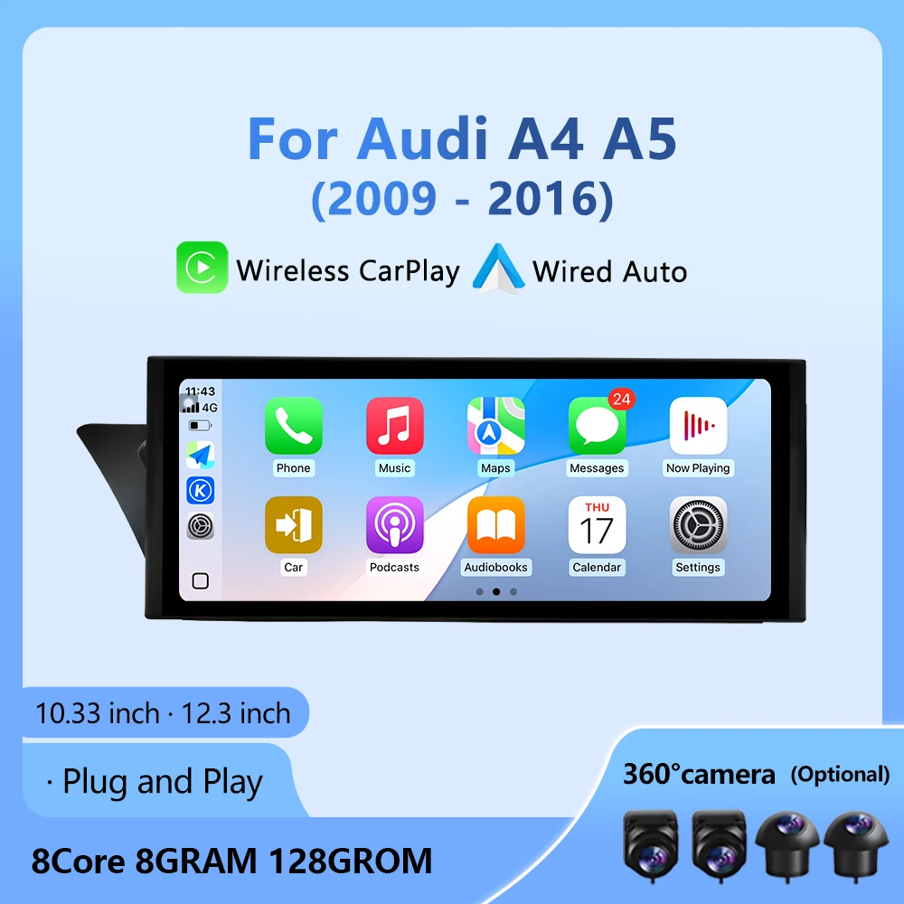 Android Auto Car radio For Audi A4 A5 2009- 2016 Multimedia Player ...
