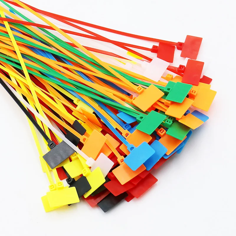 50 pcs Easy mark 4*150mm Nylon Cable Ties tag labels Plastic loop Ties ...
