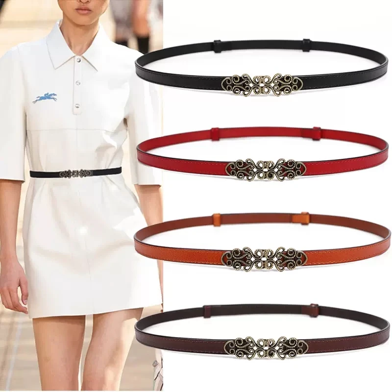 Women-Skinny-Soft-Genuine-Leather-Belts-Adjustable-Vintage-Waist-Belt ...