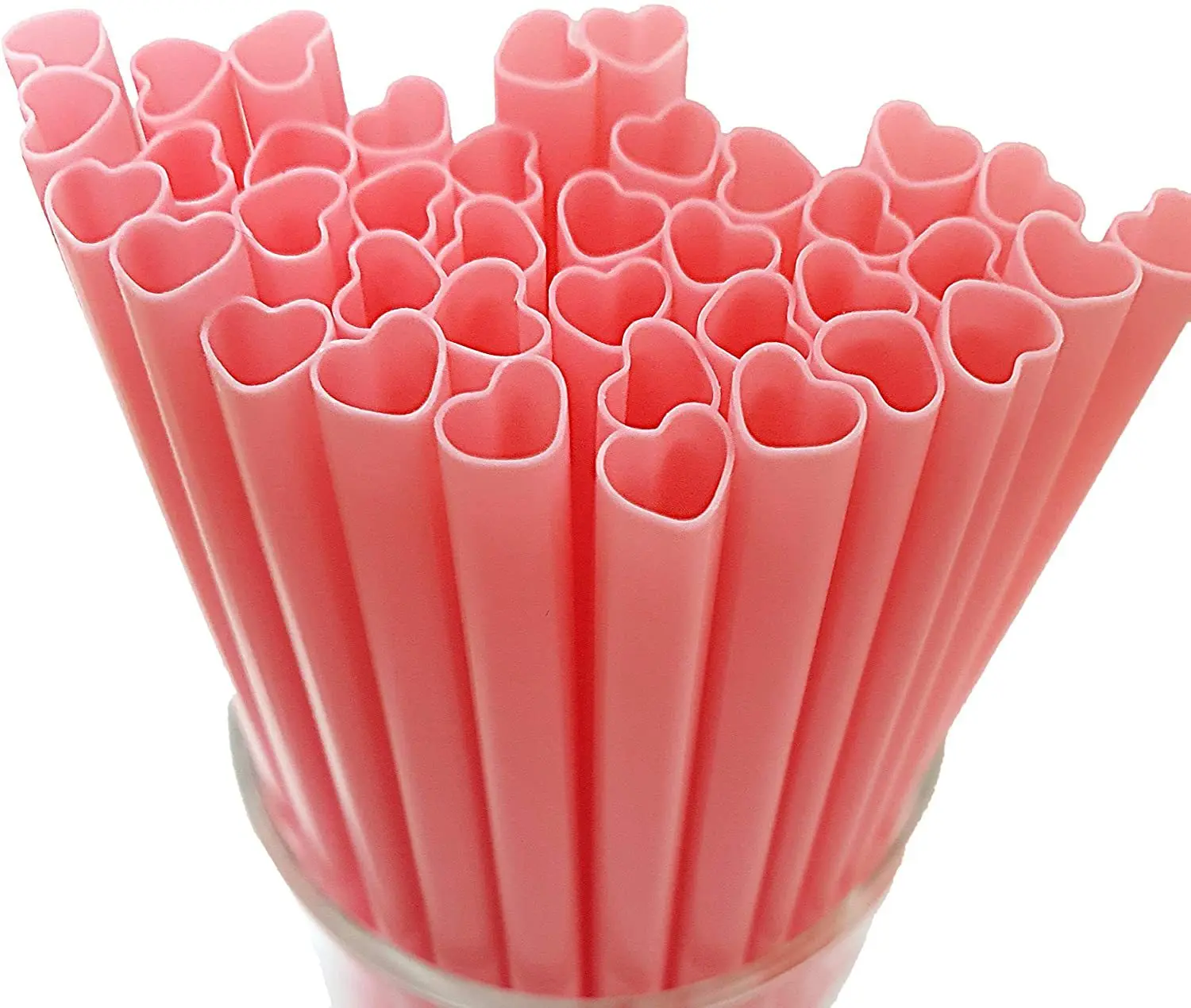 25pcs Creative Heart-shaped Pink Straws Love Straight Straw Creative ...