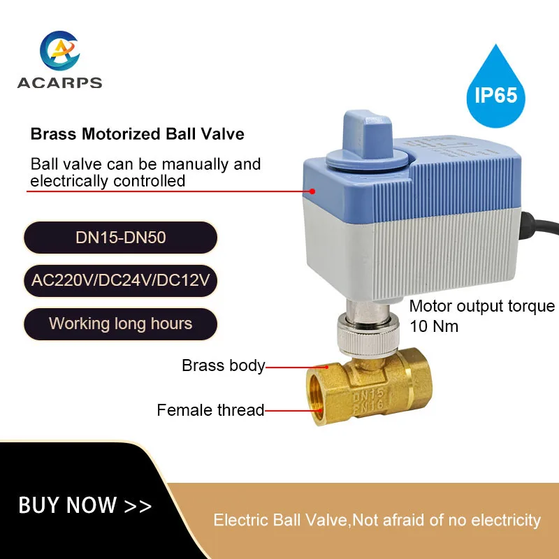 Brass Motorized Ball Valve With Manual Switch Function 2-way Waterproof ...
