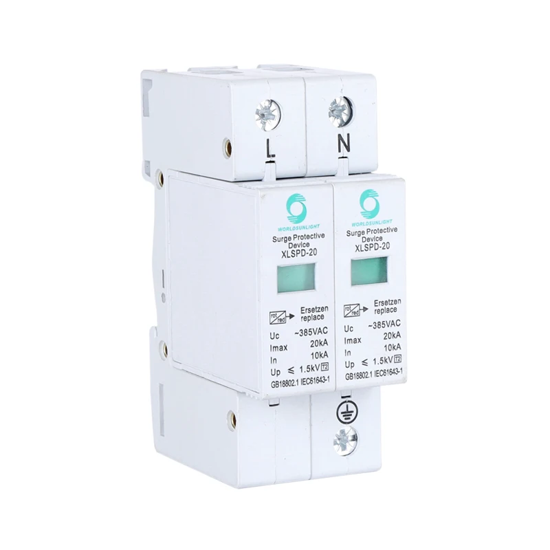 Protector contra sobretensiones doméstico XLSPD 20 2P 10KA ~ 20KA ~ 385VAC SPD, dispositivo ...