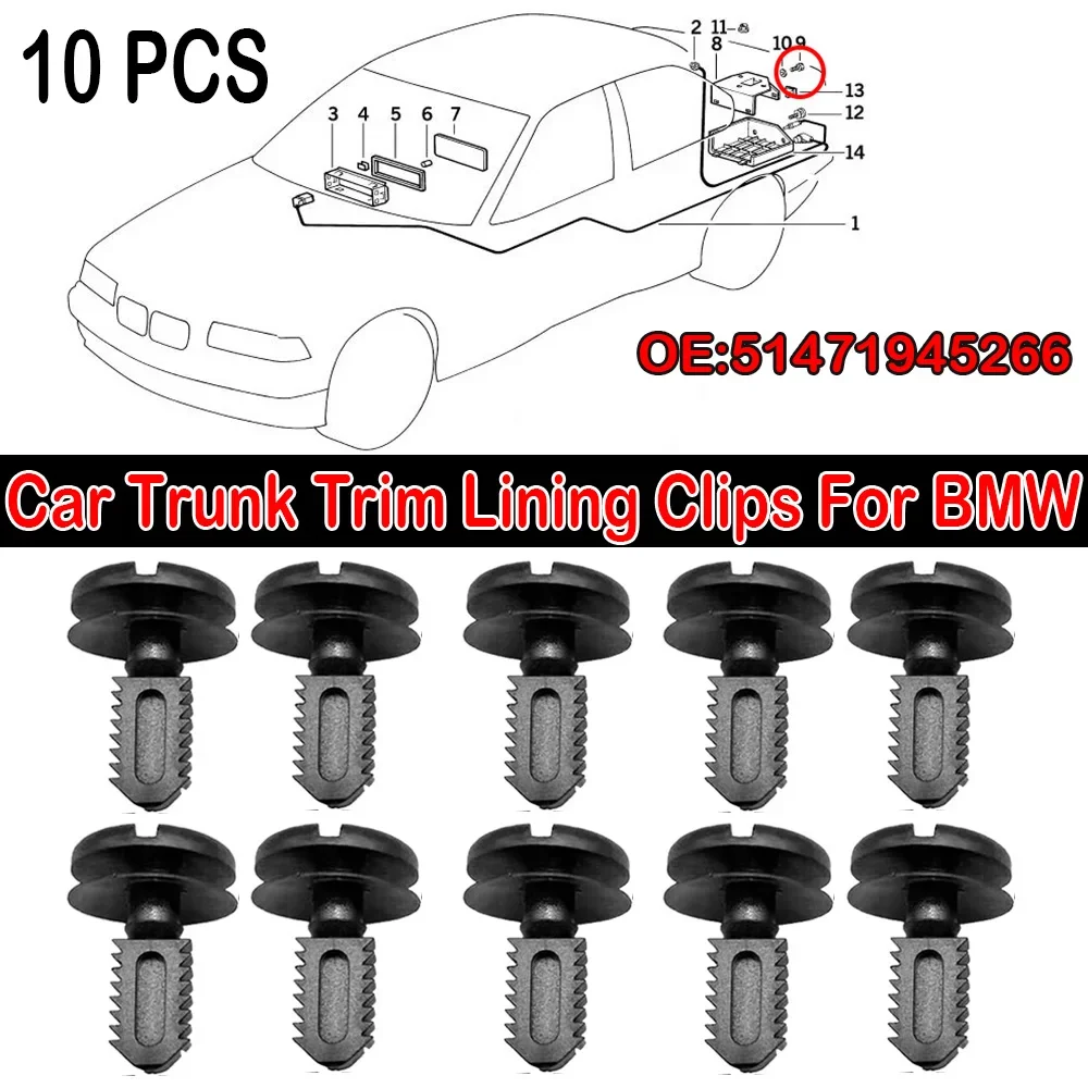 10pcs Car Trunk Floor Trim Panel Dash Cover Boot Lining Clips For BMW 3 ...