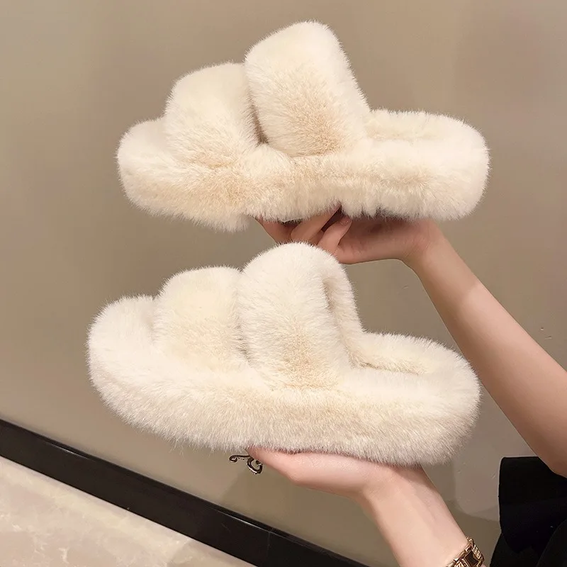 Korean-Style-Candy-Color-Fluffy-Slippers-Pairs-of-Peep-Toe-Shoes-Home ...