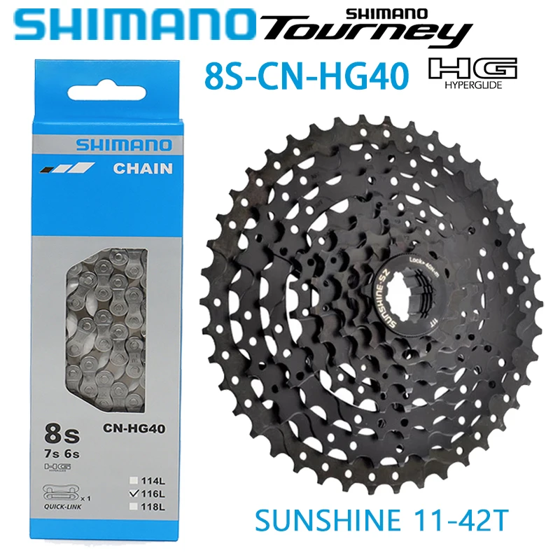 SHIMANO-TOURNEY-8-Speed-CN-HG40-MTB-Bike-Chain-SUNSHINE-8V-11-40-42-48T ...