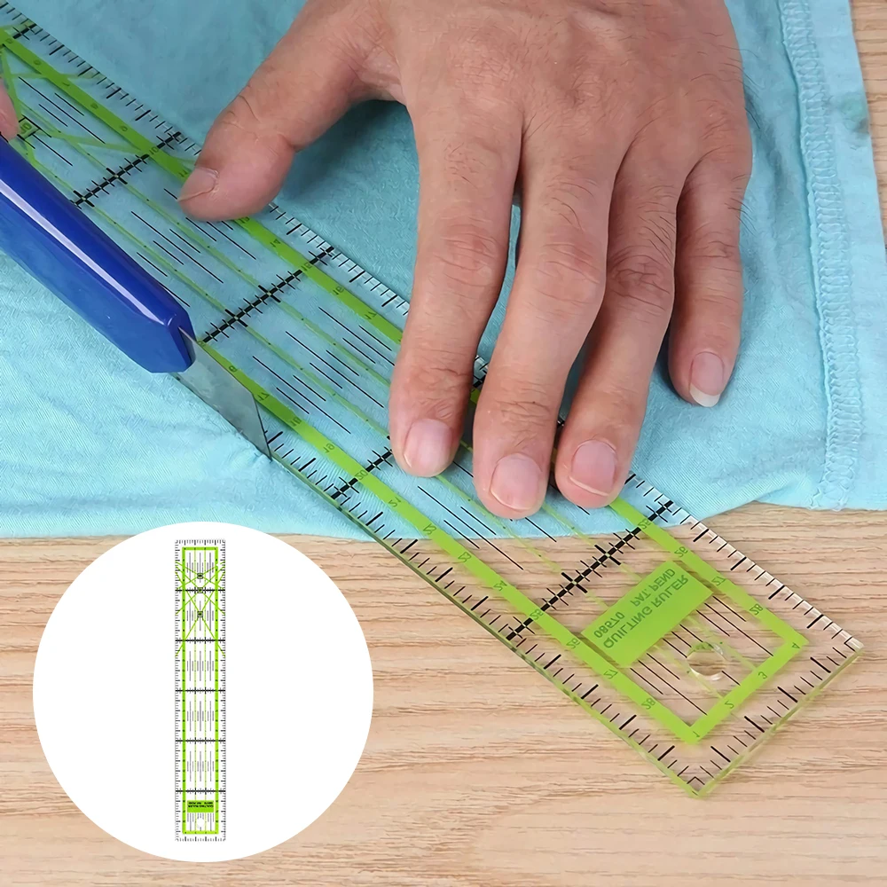 Green-Acrylic-Patchwork-Ruler-Rectangle-Ruler-Clothing-Craft-Tools-For ...