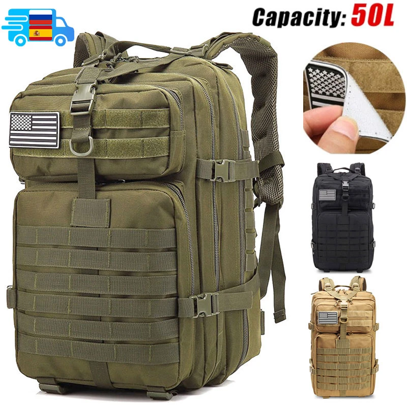 50L Large Capacity Men Army Military Tactical Backpack 3P Softback ...