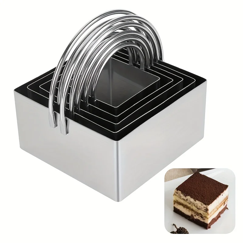 5 Pieces Cookie Cutter Set, 18/0 Stainless Steel Square Cookie Cutters ...
