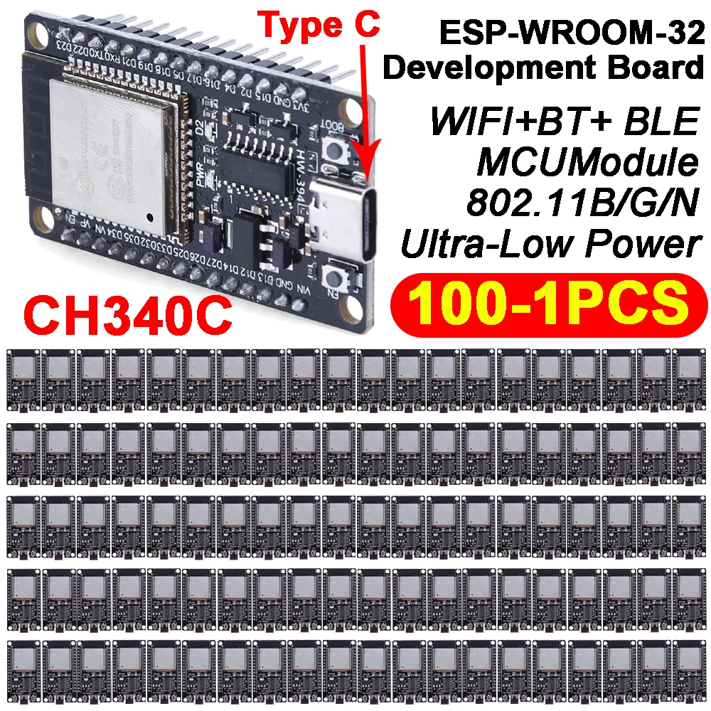 Placa de Desenvolvimento ESP32 CH340C Tipo-C WiFi + BT Ultra-Baixo Consumo De Energia Dual Core ...