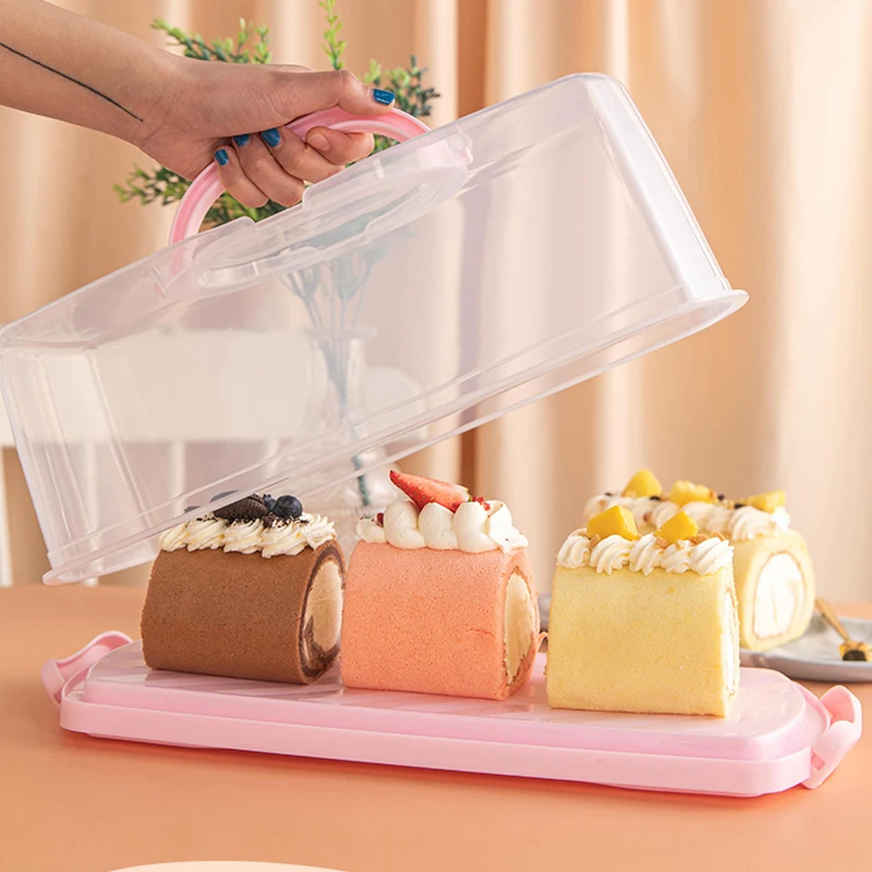 Portable-Rectangular-Loaf-Bread-Container-with-Transparent-Lid-Cake ...