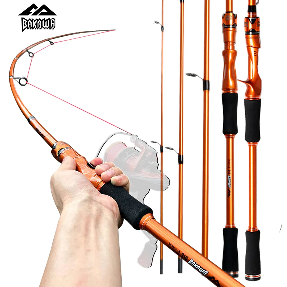 BAKAWA Spinning Fishing Rod 1.8M 2.1M 4 Section Casting Travel Portable ...