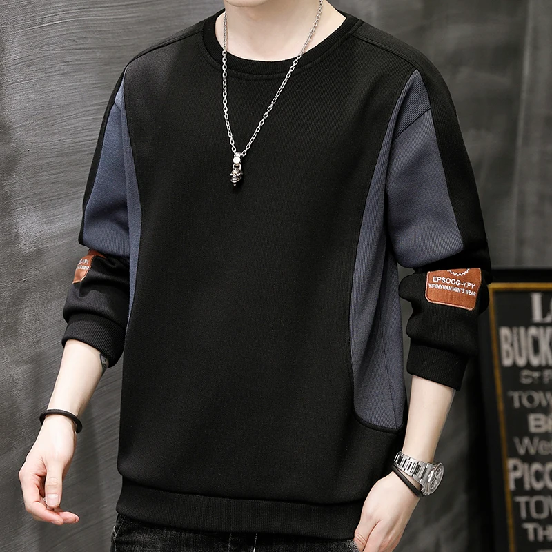 High-Street-Casual-Autumn-Men-s-O-Neck-Screw-Thread-Embroid-Contrast ...