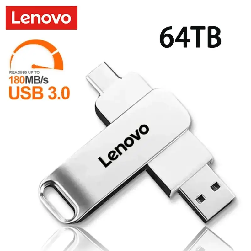 Unidade-Flash-USB-3-0-Lenovo-Pendrive-Metal-Disco-U-Interface-Tipo-C ...