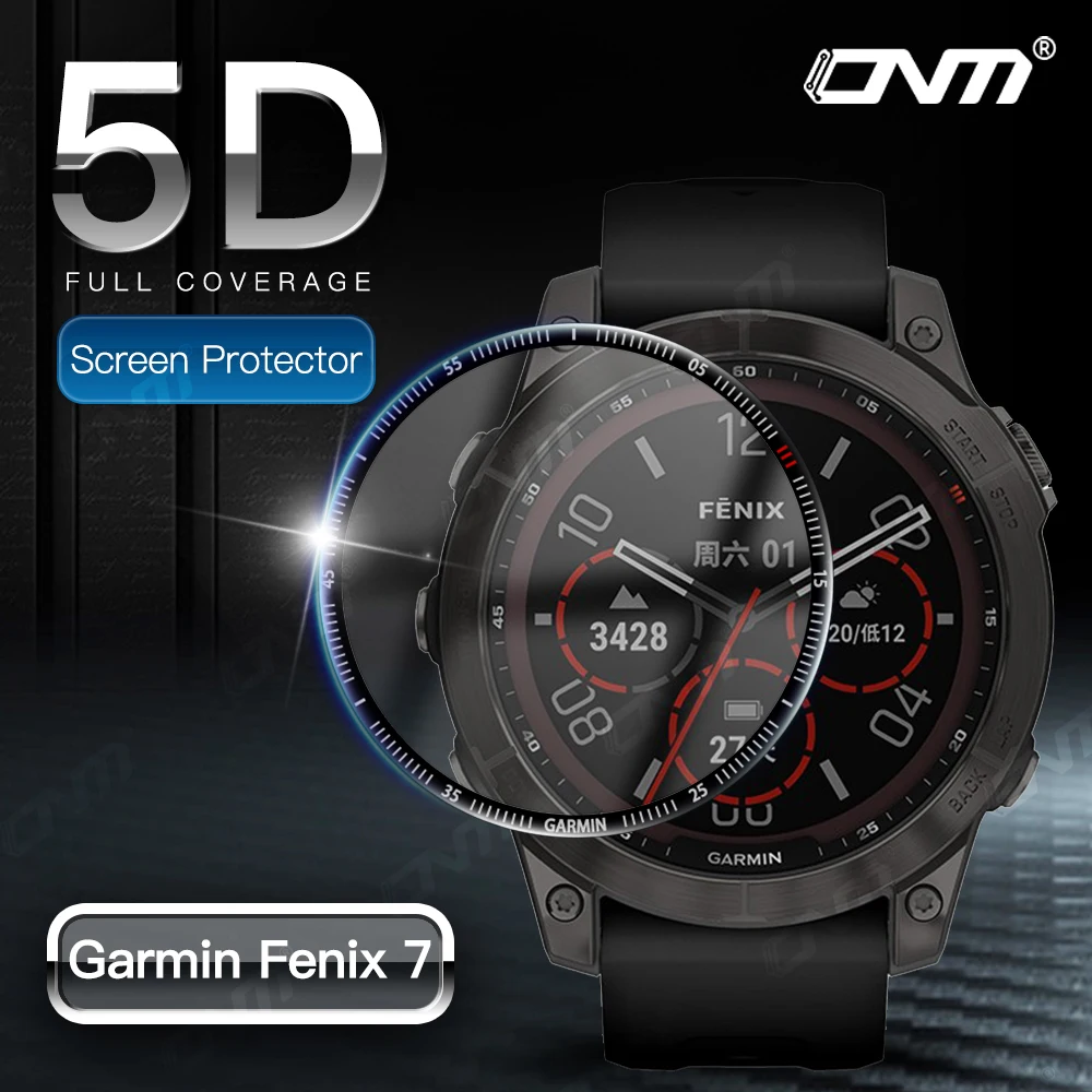 5D Screen Protector For Garmin Fenix 7 7S 7X 6 Pro Sapphire Smart Watch ...