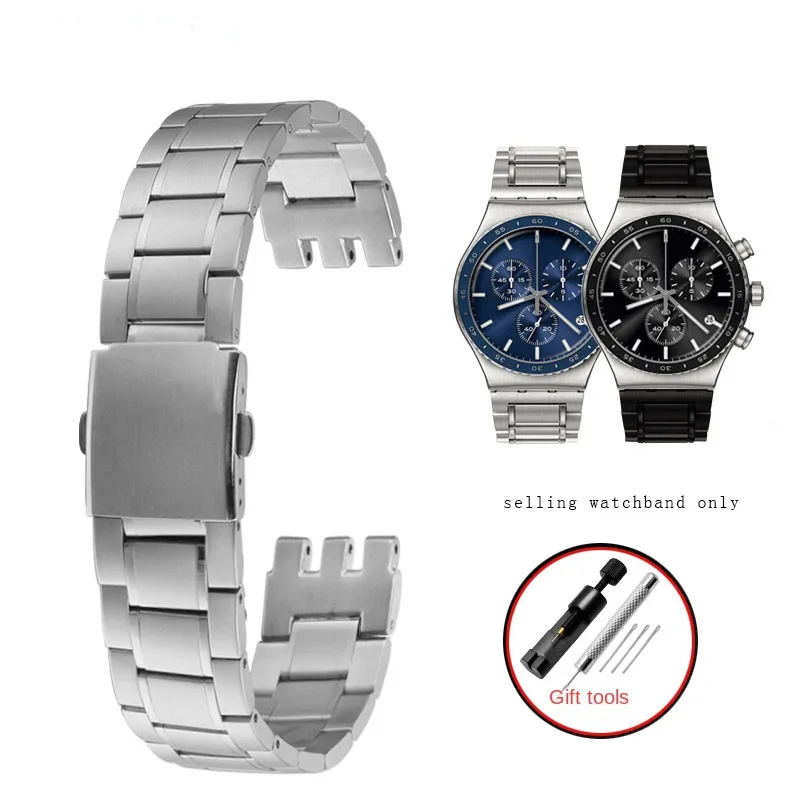 19mm 21mm Silver black metal band longer Men's watch strap For Swatch ...