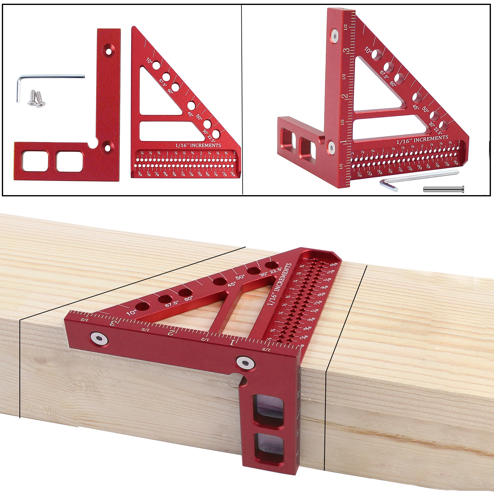 Inch 3D Multi-Angle Miter Triangle Ruler Woodworking Square Protractor ...