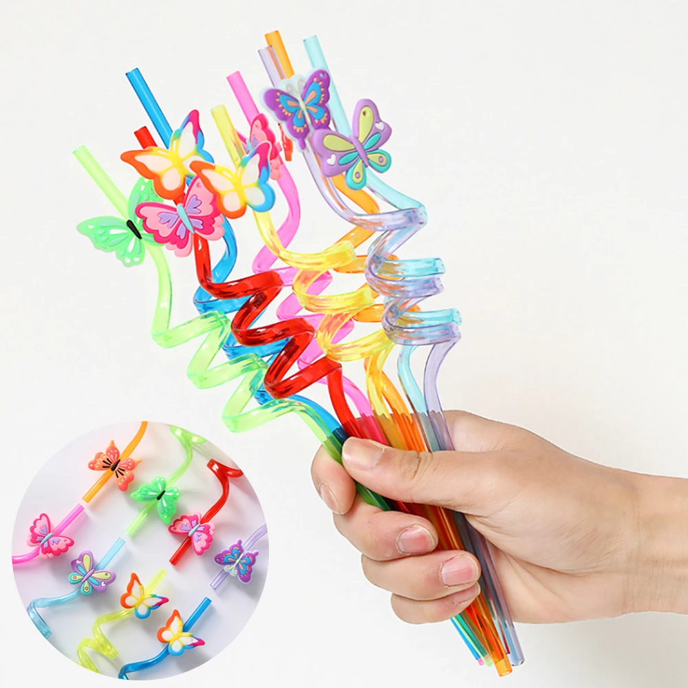 4-8pcs-Butterfly-Drinking-Straws-Reusable-Butterfly-Straws-for-Birthday ...