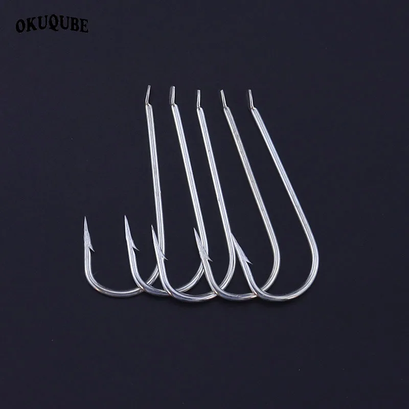 50pcs-lot-White-Fishing-Hooks-High-Carbon-Steel-Straight-And-Long-Shank ...