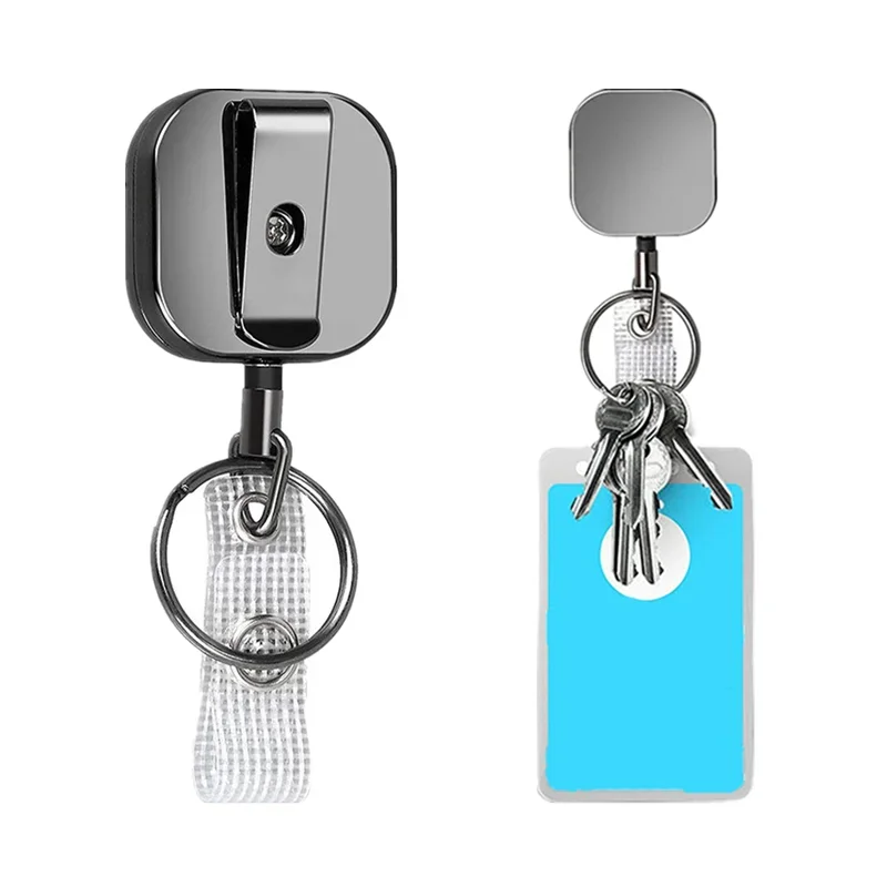 Metal-ID-Tag-Clip-Keychain-Badge-Holder-Work-Pass-Access-Card-Cover ...