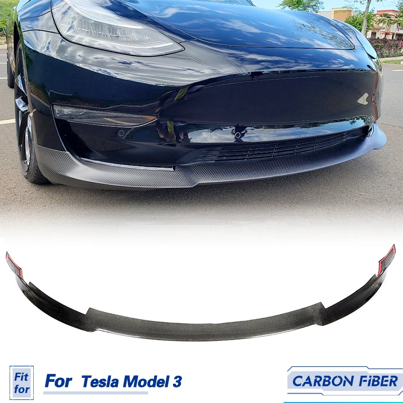 Car-Front-Bumper-Lip-Carbon-Fiber-For-Tesla-Model-3-Base-Sedan-4-Door ...